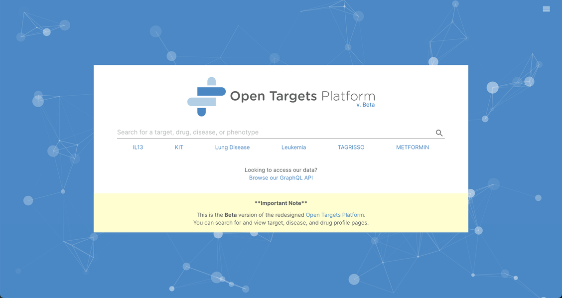 The Beta version of the Open Targets Platform redesign has been released